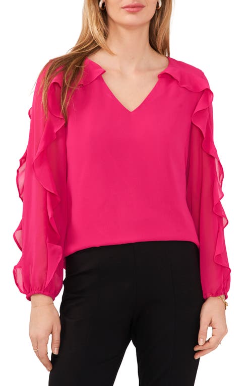 CHAUS Chaus Ruffle Sleeve V-Neck Blouse